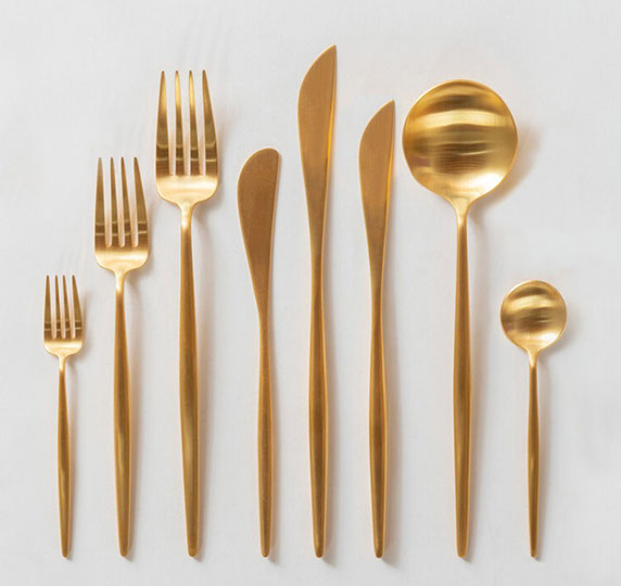 Besteck in Gold für Hochzeit mieten - goldenes Besteck leihen